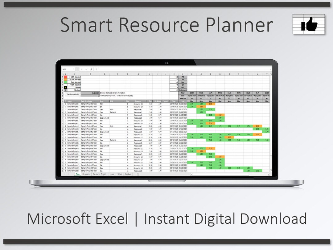 Smart Resource Planner: Macro Excel Spreadsheet for Project Management ...