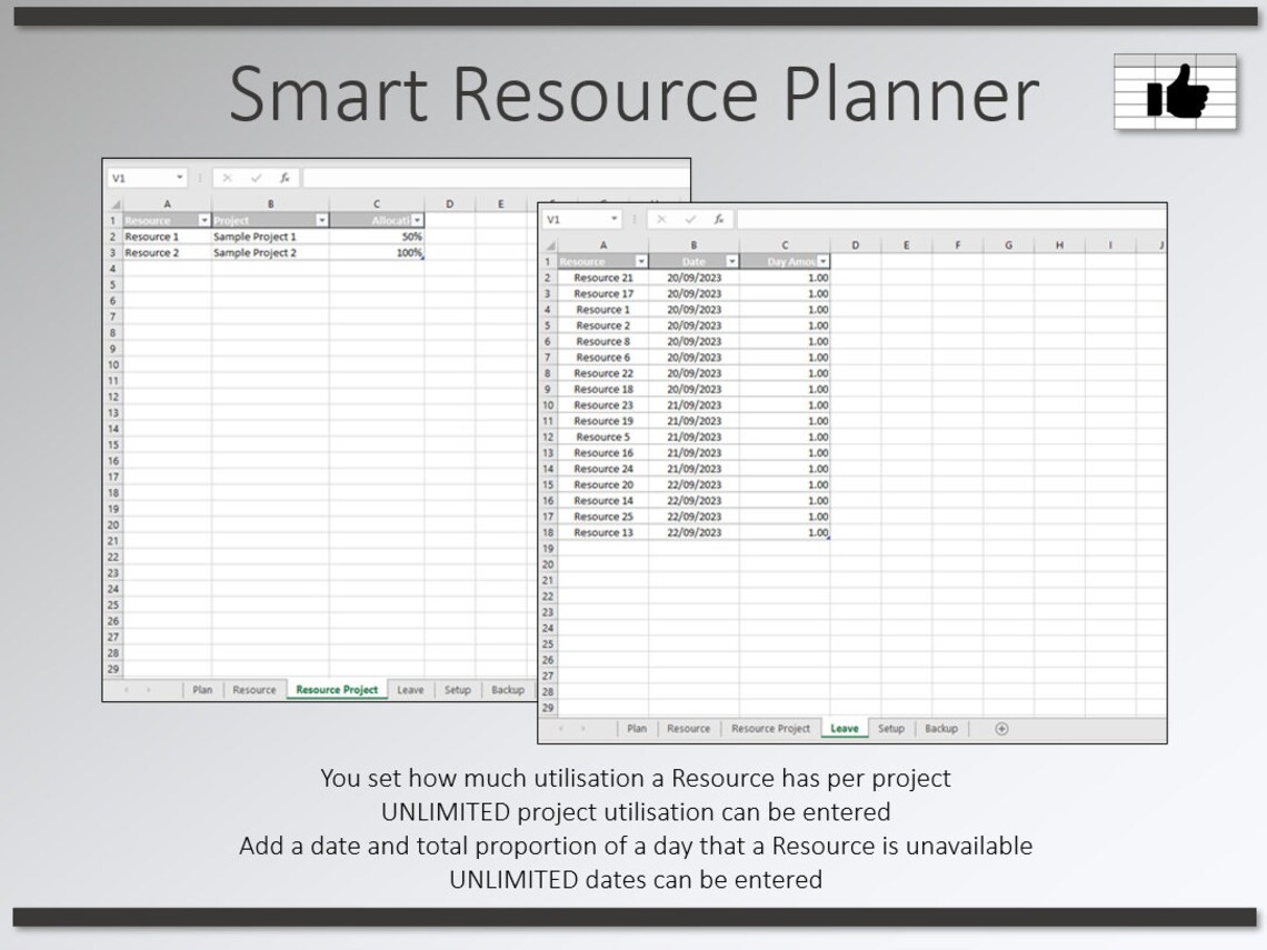 Smart Resource Planner: Macro Excel Spreadsheet for Project Management ...
