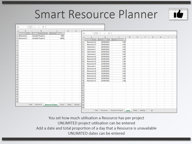 Smart Resource Planner: Macro Excel Spreadsheet for Project Management ...