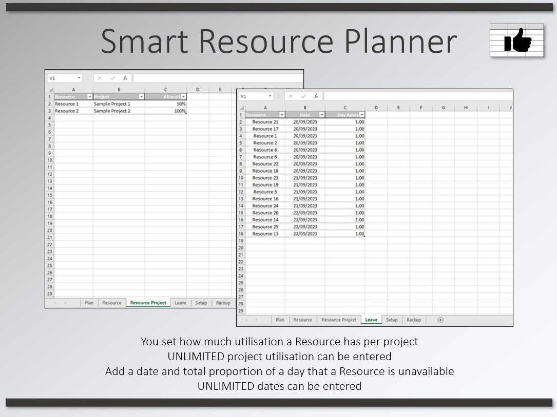 Smart Resource Planner: Macro Excel Spreadsheet for Project Management ...