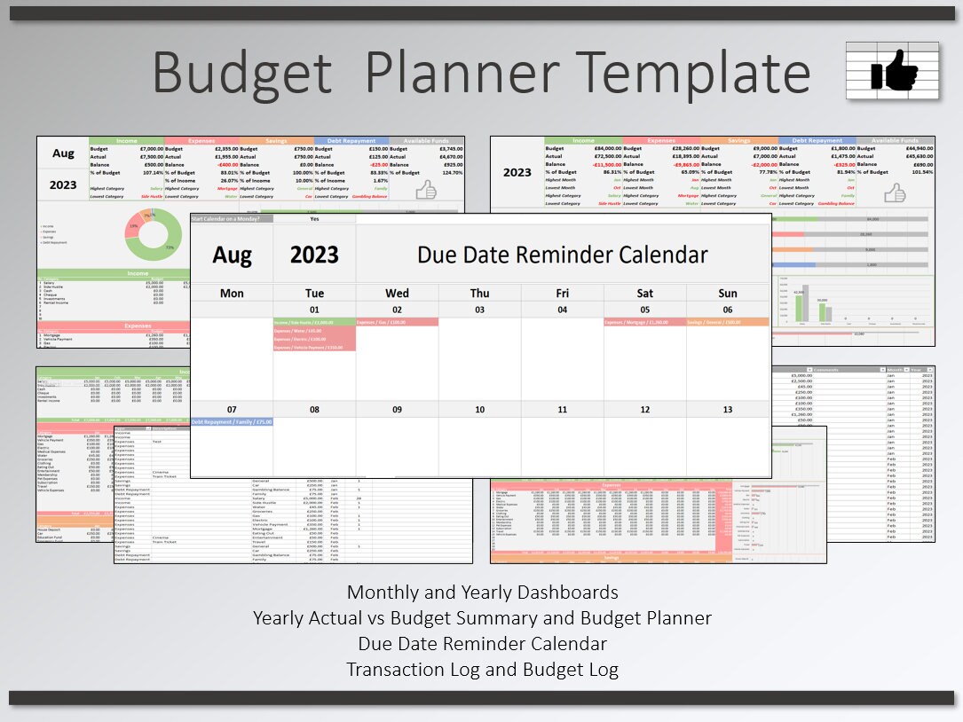 Excel Budget Planner Template: Monthly & Yearly Finance Tracker ...
