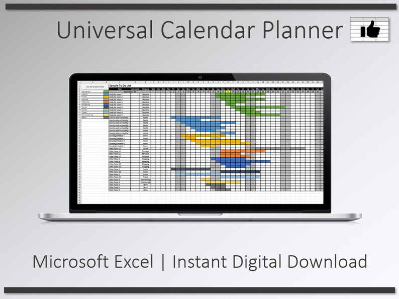 Excel Calendar Planner: Weekly, Monthly, Yearly (digital Printable ...
