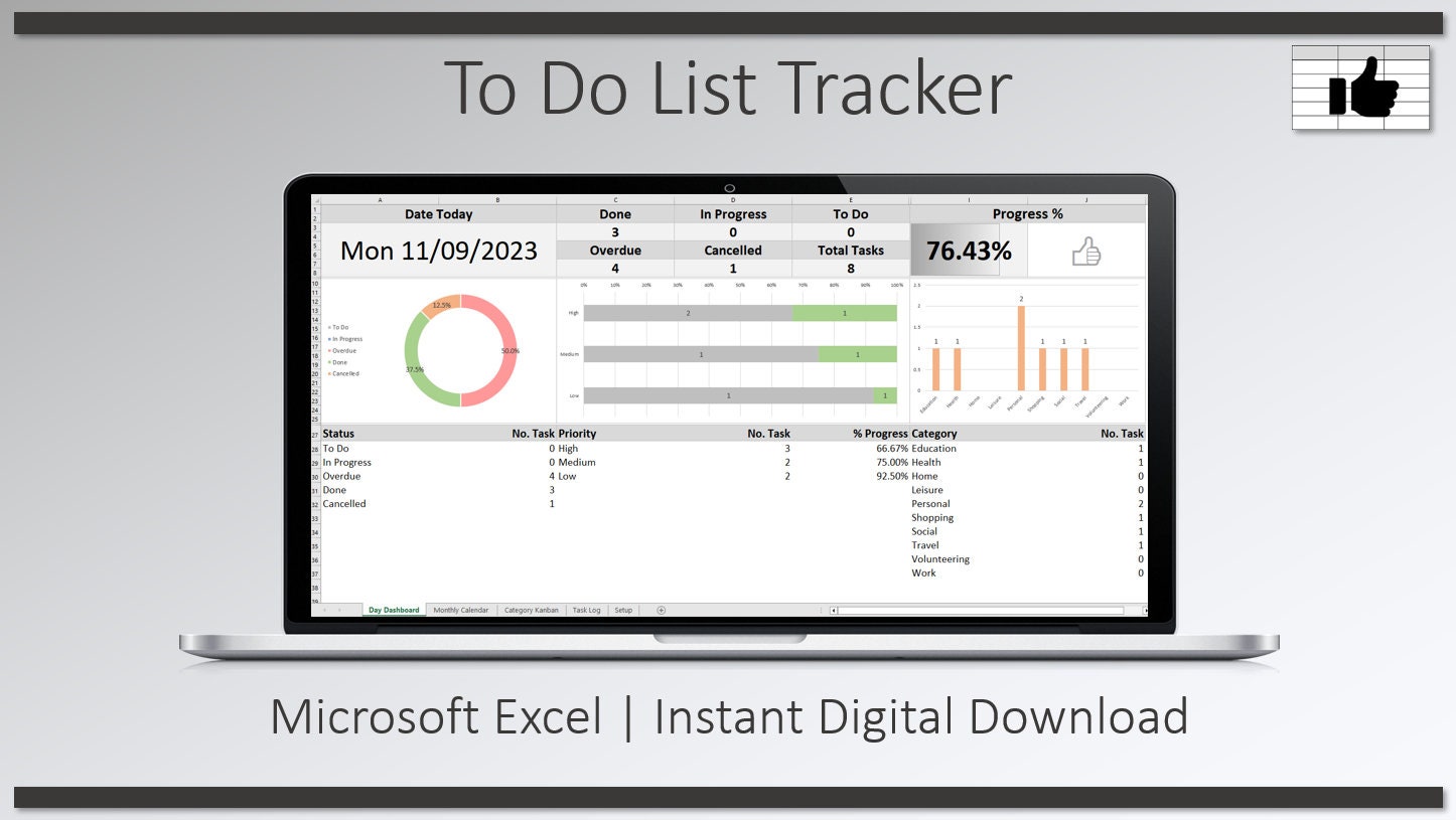 To Do List Excel Template Task Tracker Excel Template to - Etsy