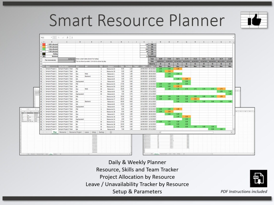 Smart Resource Planner: Macro Excel Spreadsheet for Project Management ...