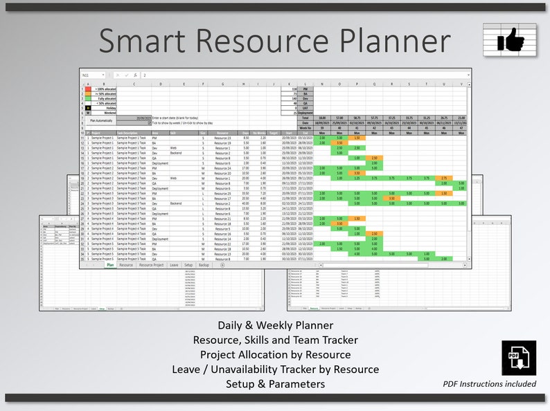 Smart Resource Planner: Macro Excel Spreadsheet for Project Management ...