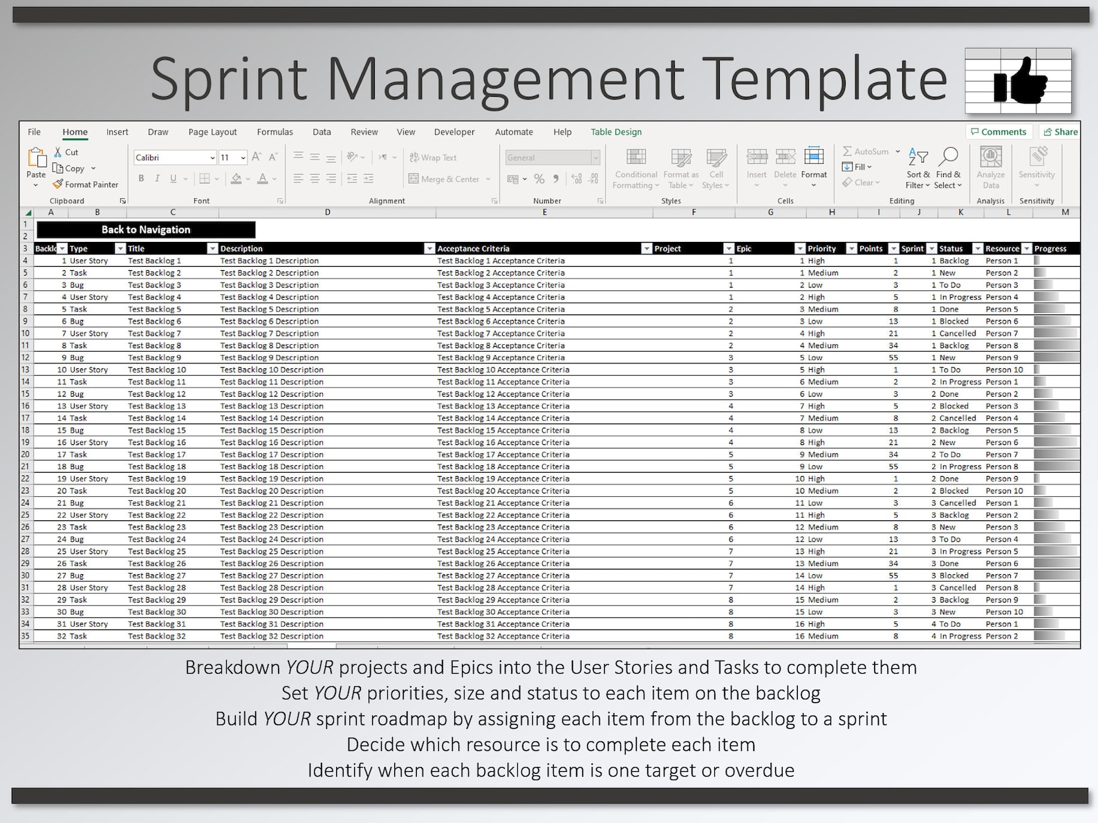 Sprint Management Excel Template Scrum Excel Template Agile Excel ...