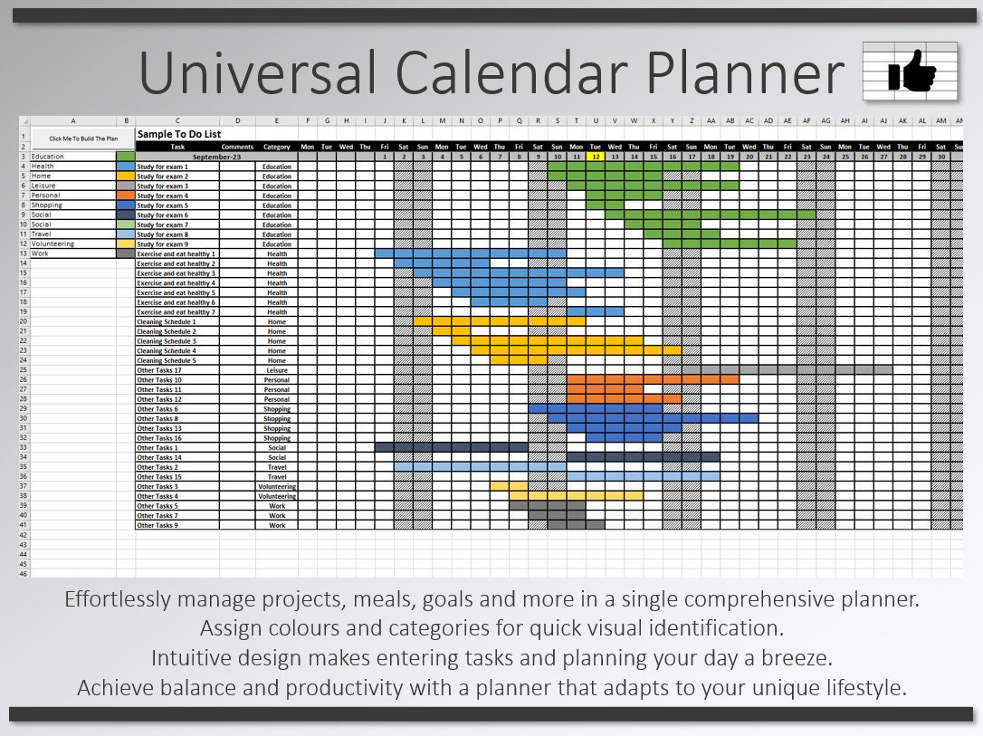 Calendar Planner Excel Template Calendar Excel Template Planner Excel ...