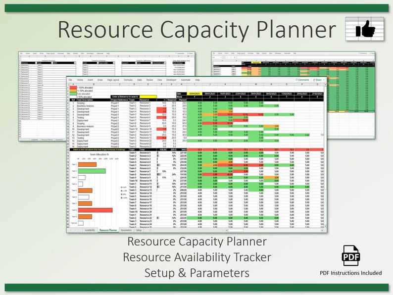 Resource Capacity Excel Template Resource Planner Resource Management ...