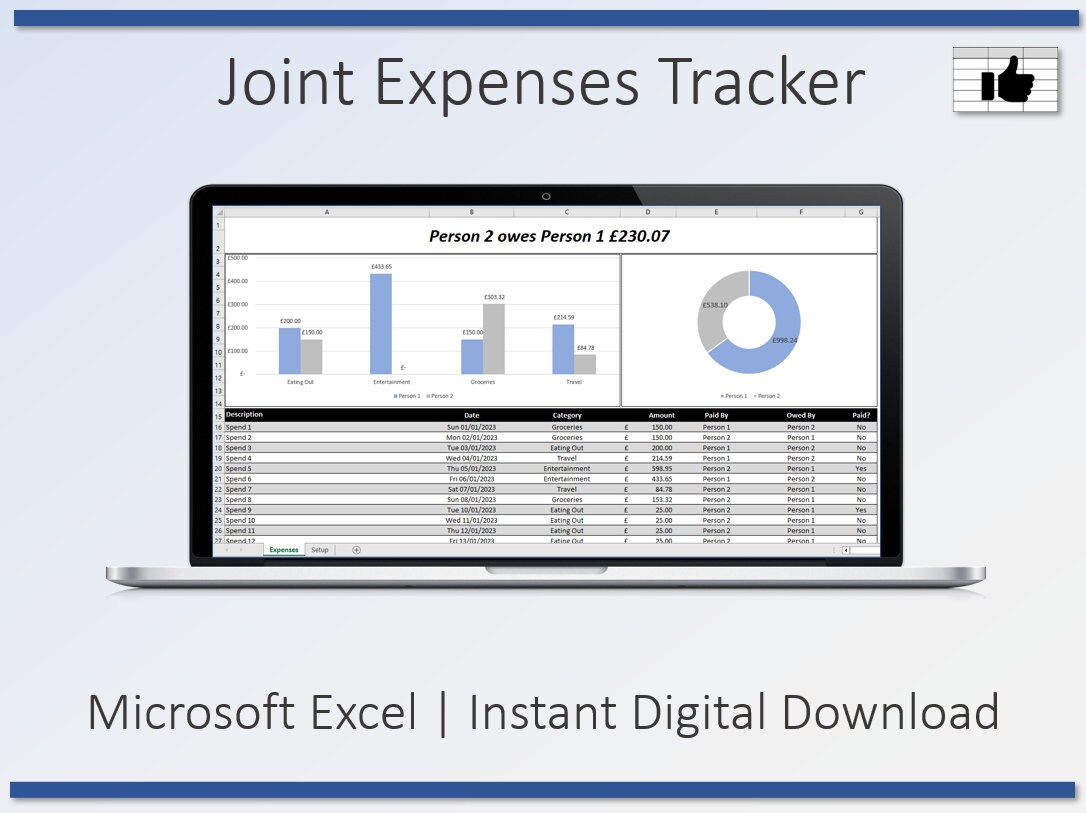 Couples Joint Expenses Tracker: Excel Budget Template (digital Download ...