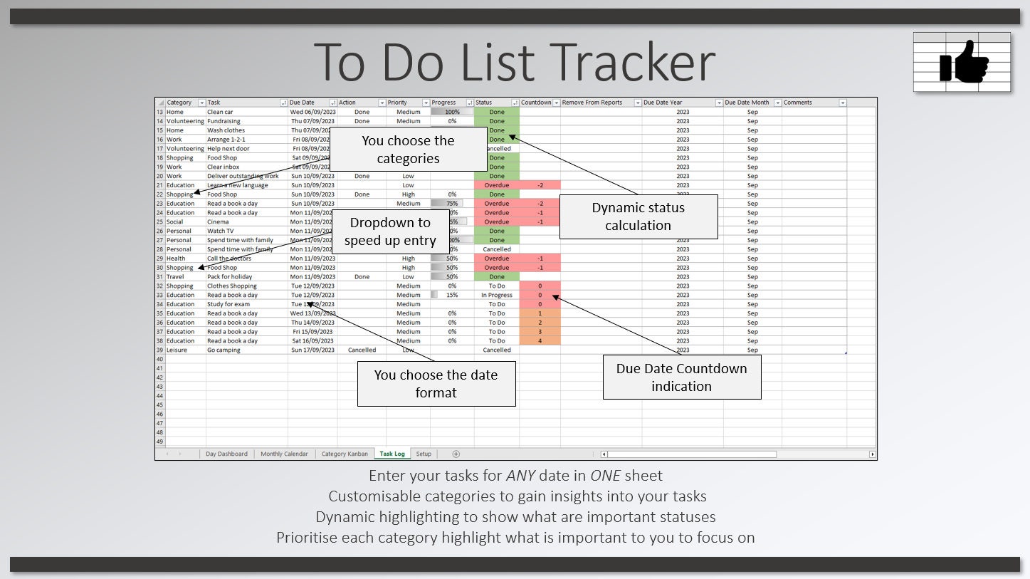 To Do List Excel Template Task Tracker Excel Template to - Etsy