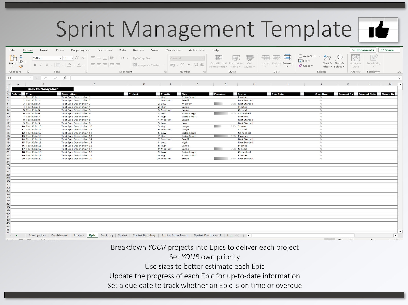 Sprint Management Excel Template Scrum Excel Template Agile Excel ...
