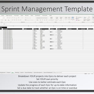 Sprint Management Excel Template Scrum Excel Template Agile Excel Template Sprint Management ...