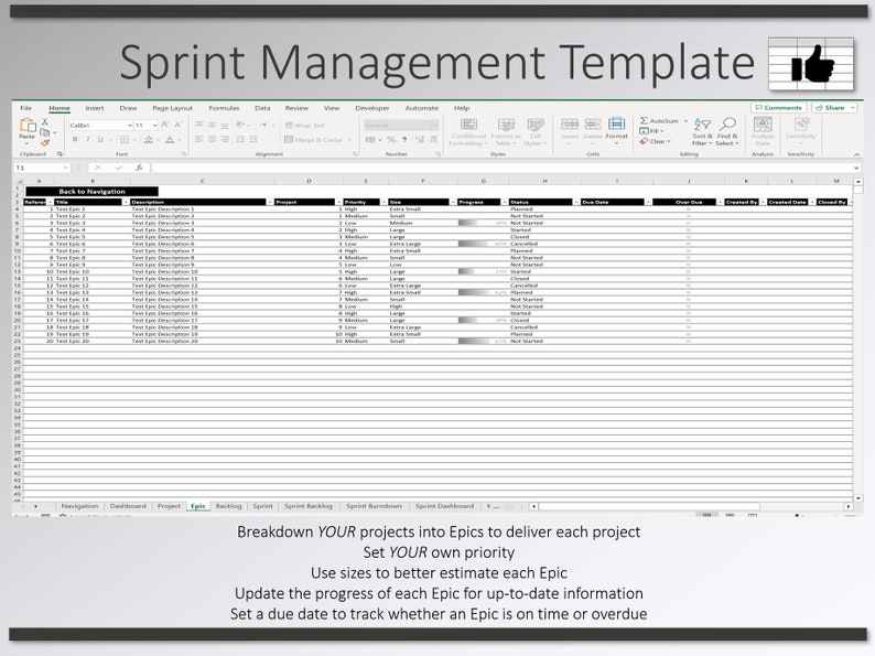 Sprint Management Excel Template Scrum Excel Template Agile Excel ...