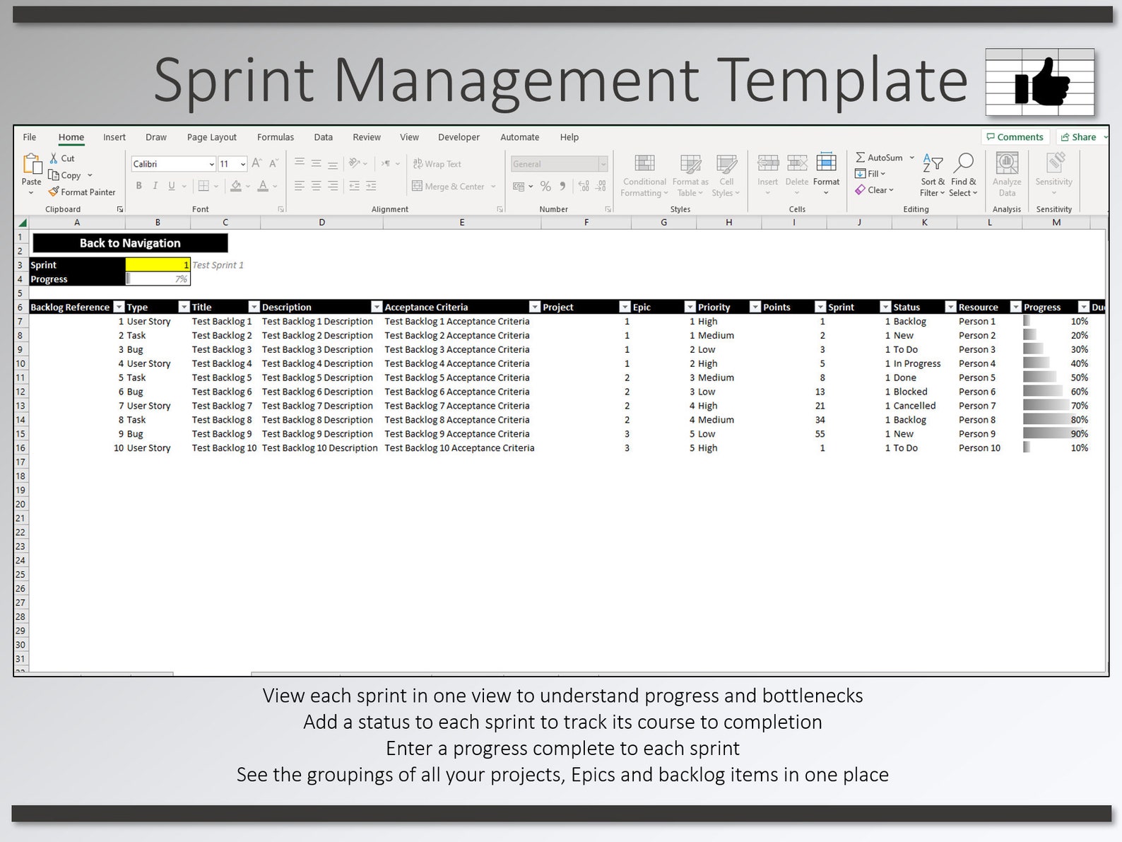 Sprint Management Excel Template Scrum Excel Template Agile Excel ...
