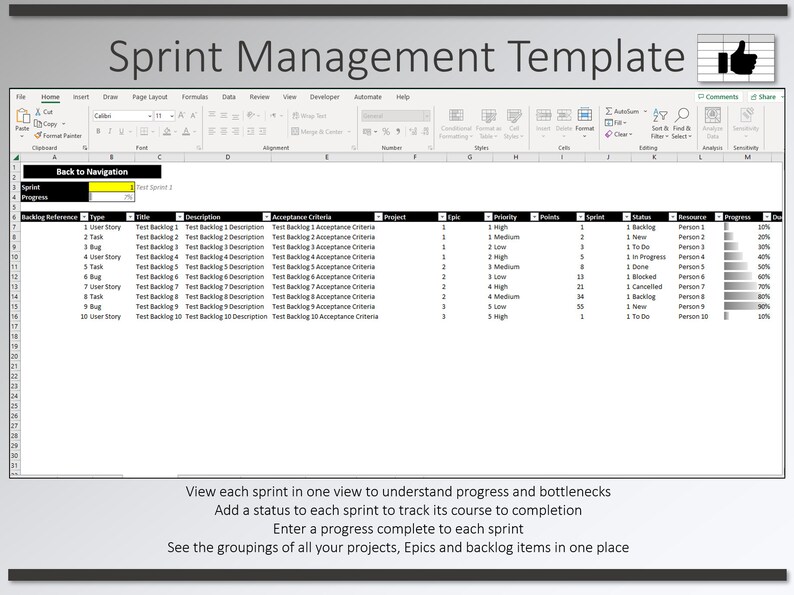 Sprint Management Excel Template Scrum Excel Template Agile Excel ...