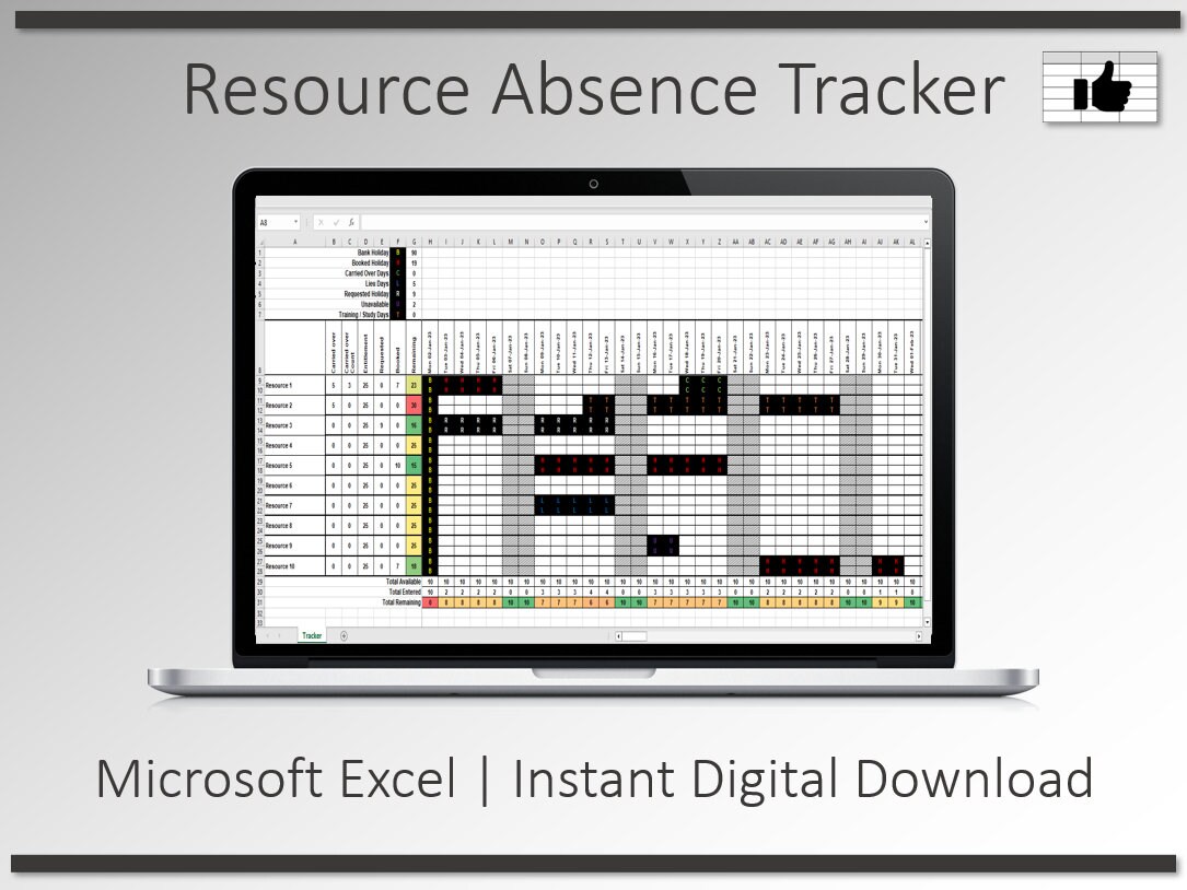 Resource Absence Tracker: Staff & Team Holiday Management Excel ...