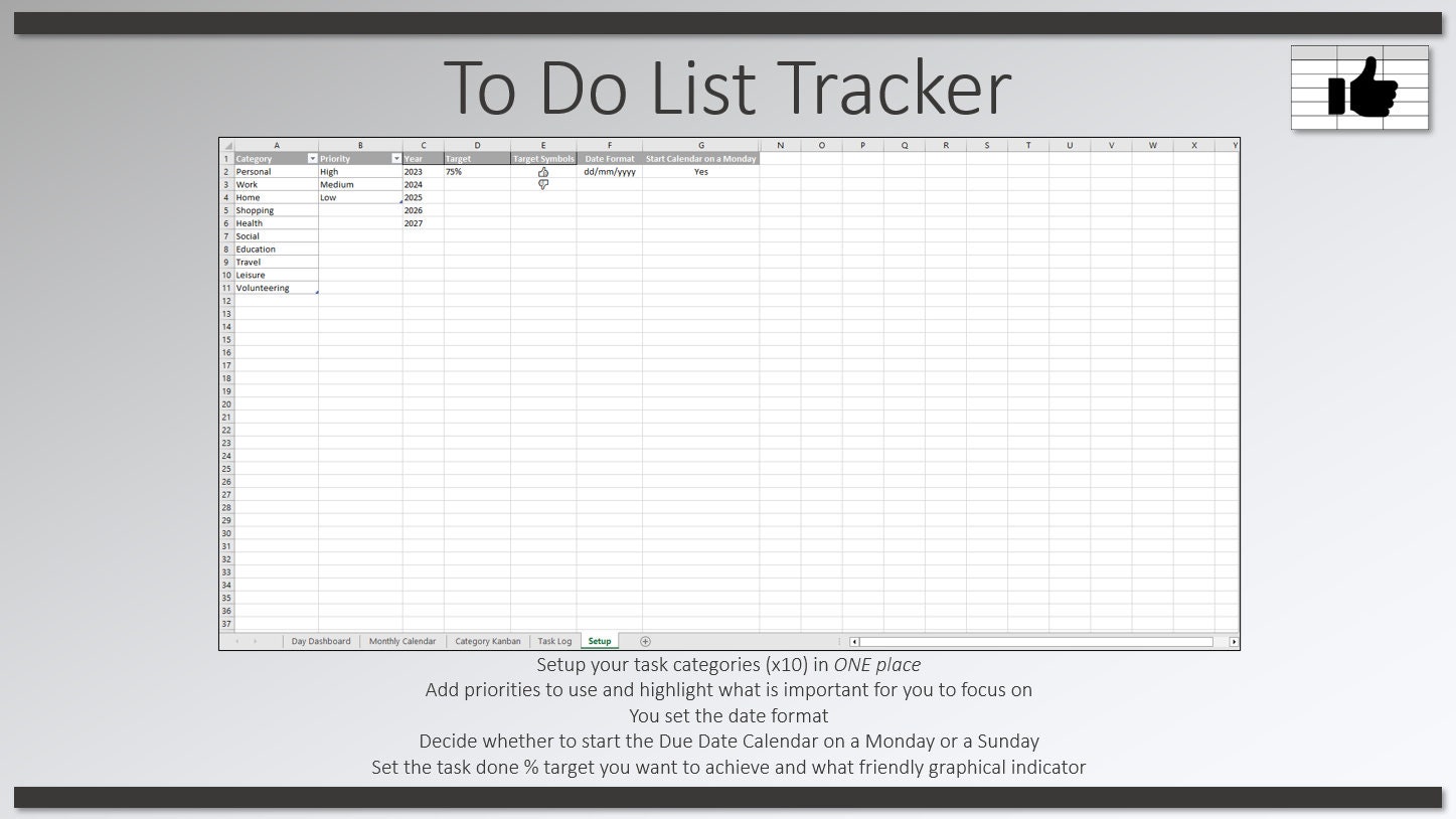 To Do List Excel Template Task Tracker Excel Template to - Etsy