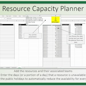Resource Capacity Excel Template Resource Planner Resource Management ...