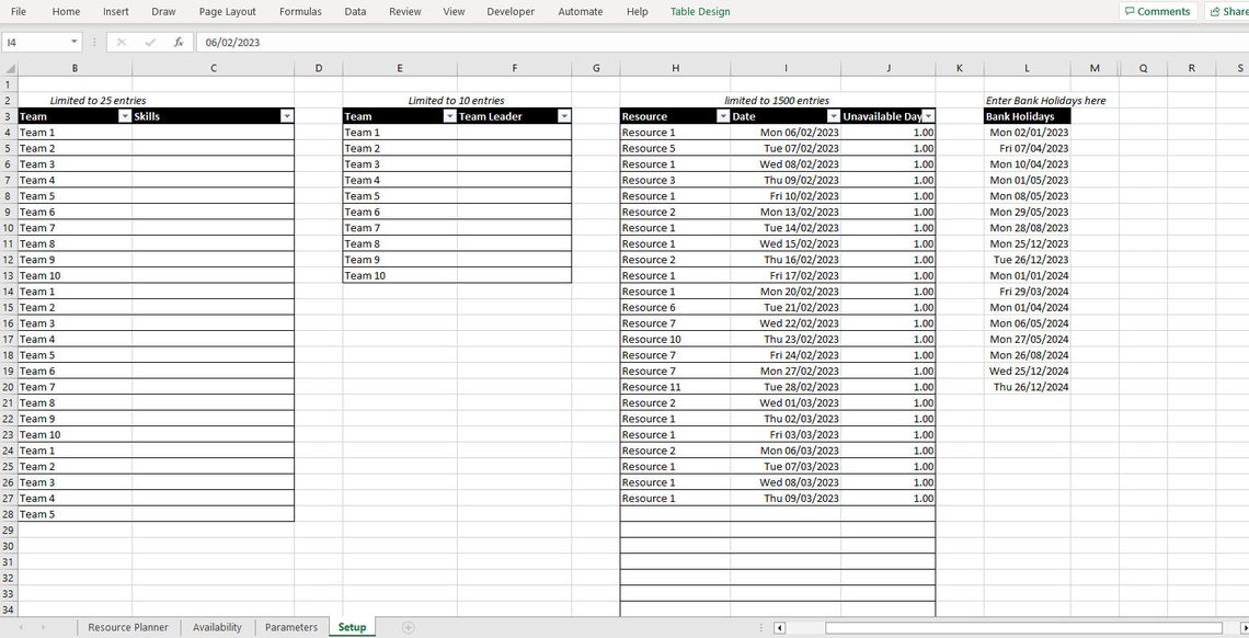 Resource Capacity Excel Template Resource Planner Excel Template ...