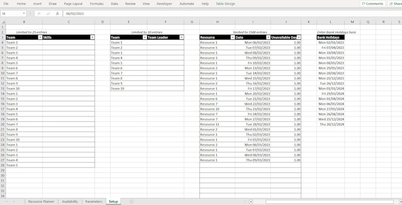 Resource Capacity Excel Template Resource Planner Resource Management ...