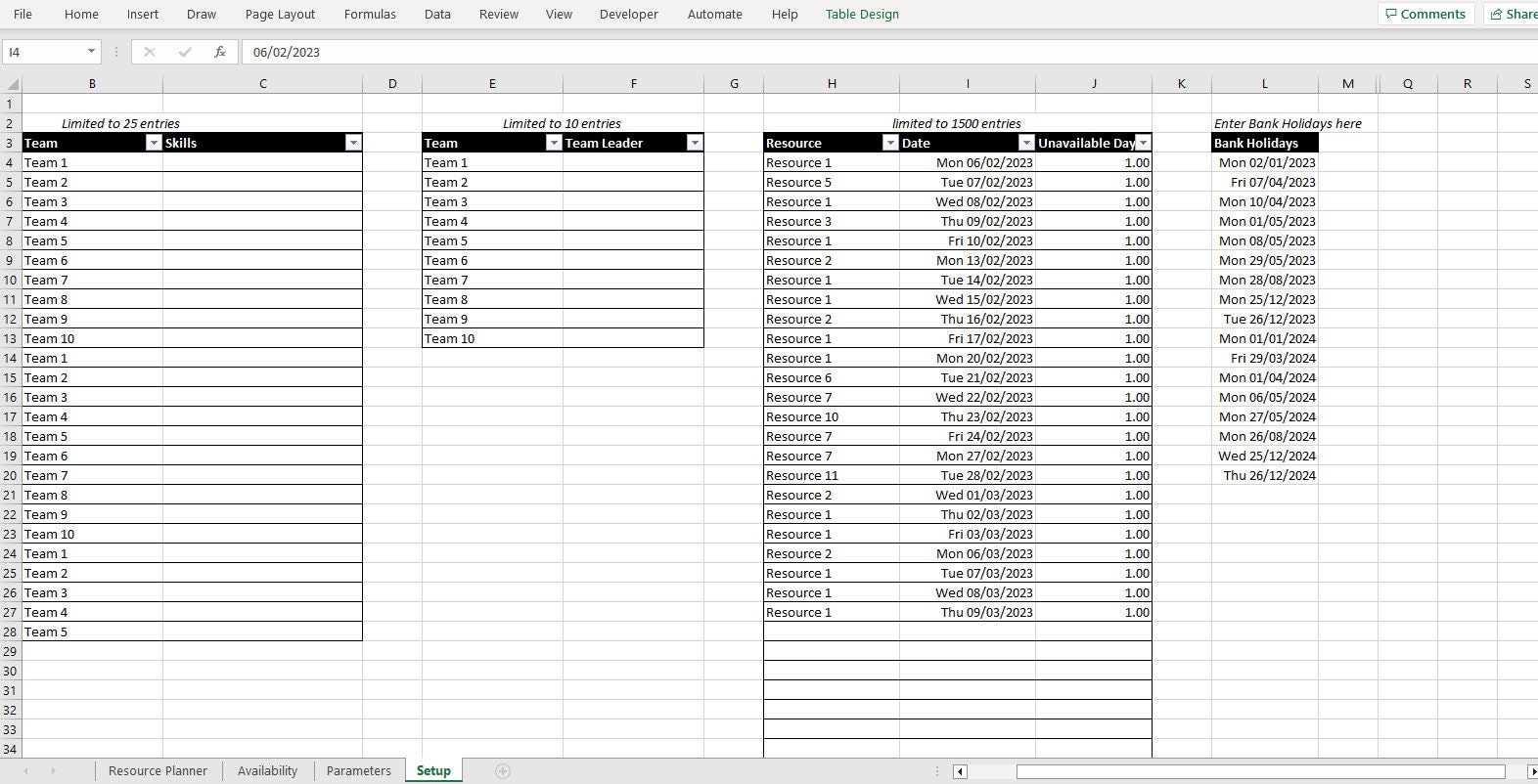 Resource Capacity Planner Excel Template: Management & Scheduling ...