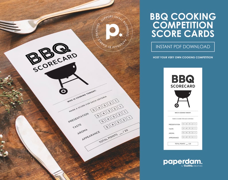 BBQ Printable Score Sheets! Host Your Own Cooking Competition! - Etsy