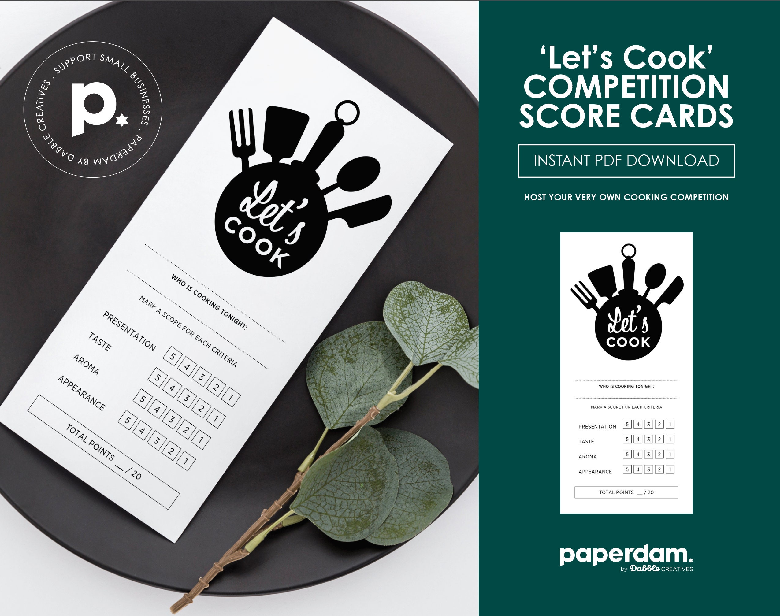 Printable Cooking Score Sheets! Host Your Own Cooking Competition! - Etsy
