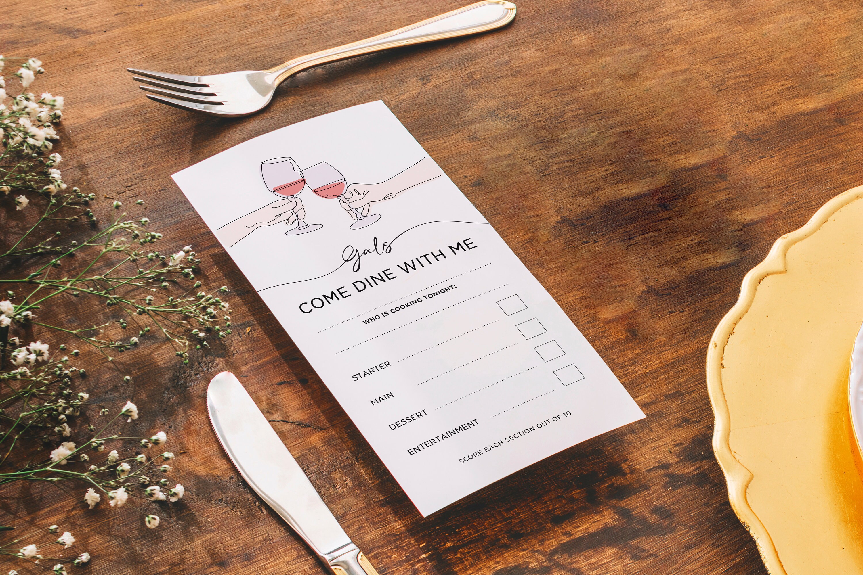 Gals Come Dine With Me Printable Score Sheets! Host Your Own Cooking ...