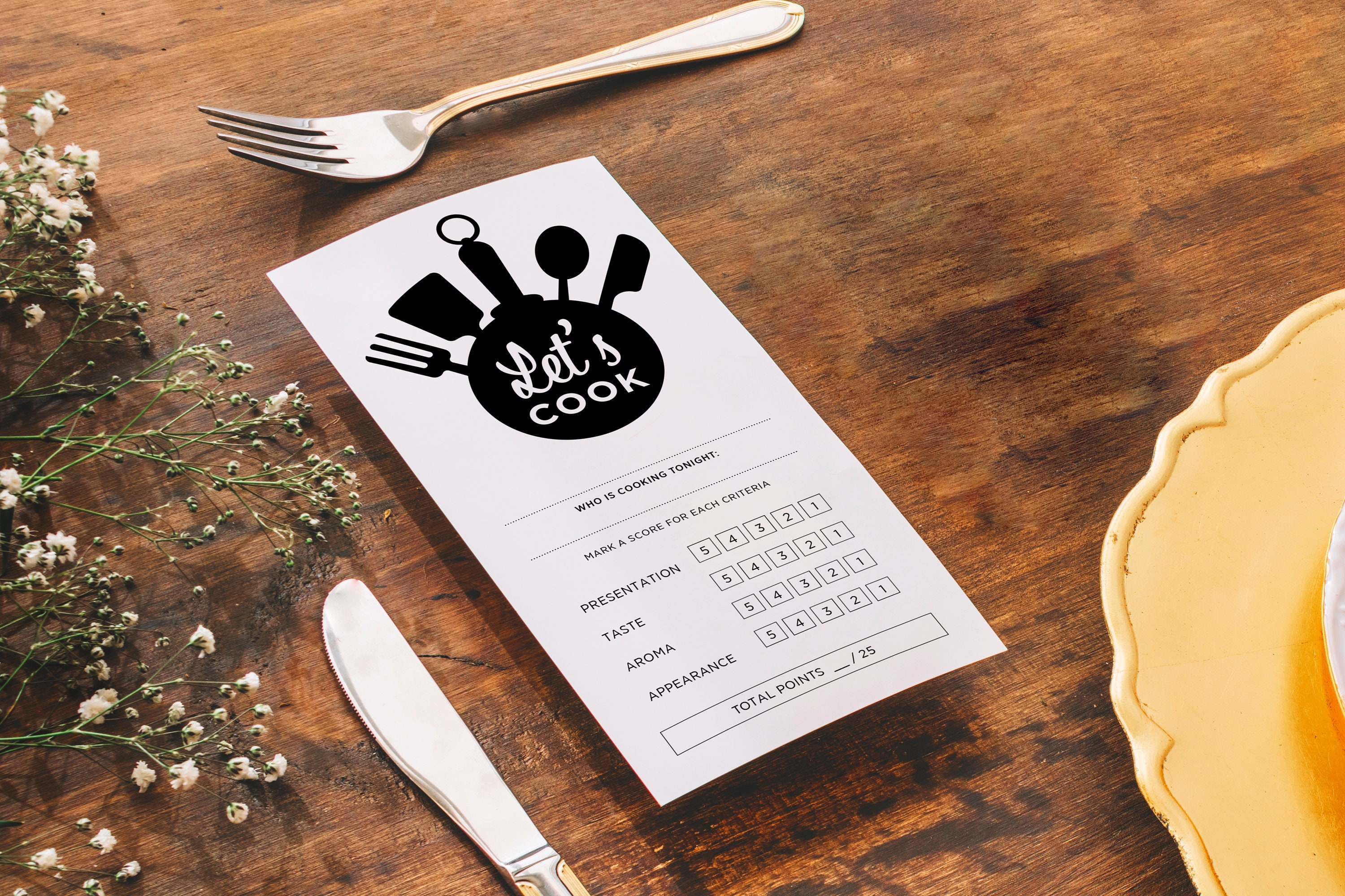 Printable Cooking Score Sheets! Host Your Own Cooking Competition! - Etsy
