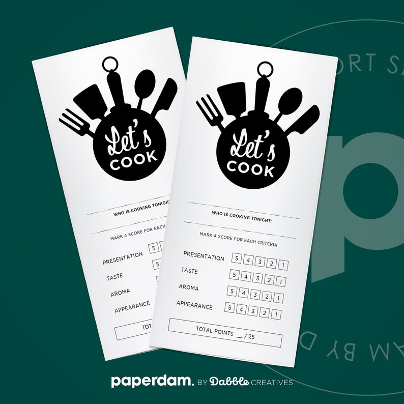 Printable Cooking Score Sheets! Host Your Own Cooking Competition! - Etsy