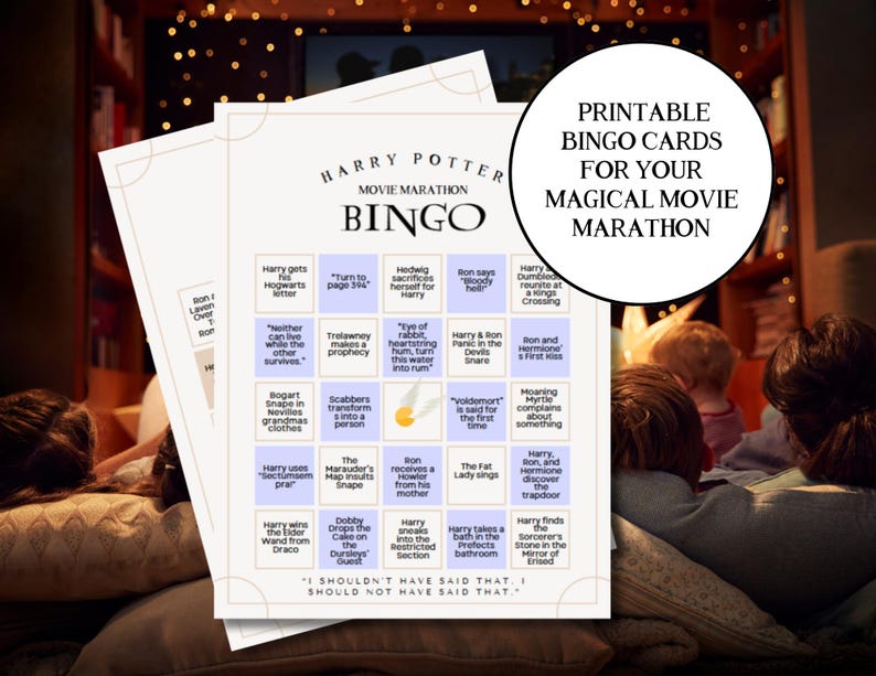 Hp/wizard Bingo, Printable, Movie Marathon, Game - Etsy