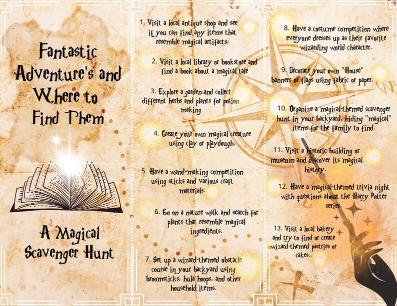 Hp/wizard/magical Scavenger Hunt With 50 Personalized - Etsy