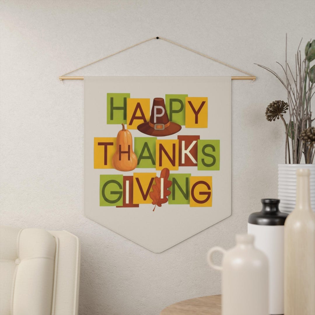 Happy Thanksgiving Pennant, Thanksgiving Flag, Holiday Room Decor ...