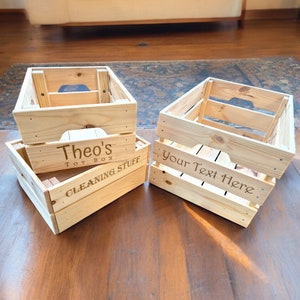 Custom Made Laser-engraved Pine Wood Storage Crates / Customised Wooden ...