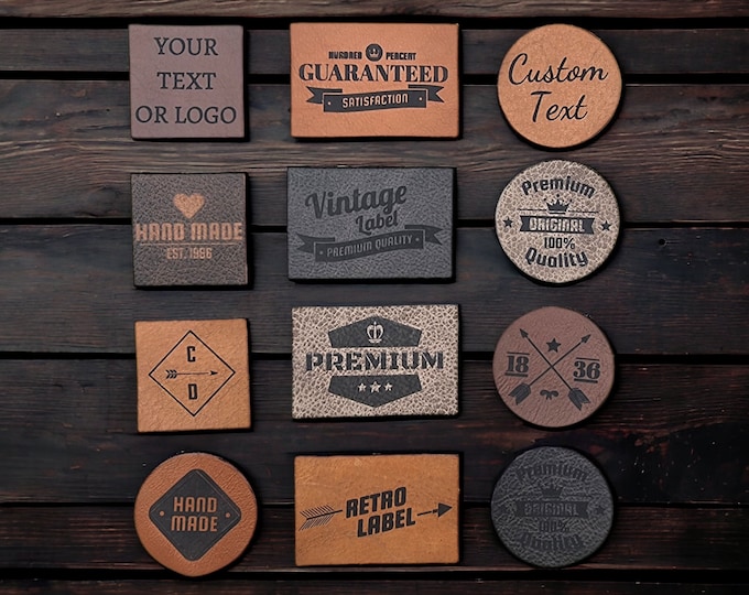 Personalized Leather Patch | Custom W/ Logo, Text Initials |rectangle ...