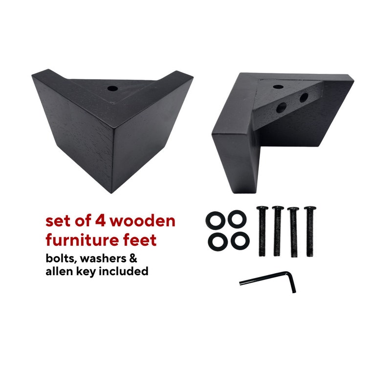 Set of 4 Chunky Square Wood Furniture Legs | Solid Wooden Sofa Feet ...