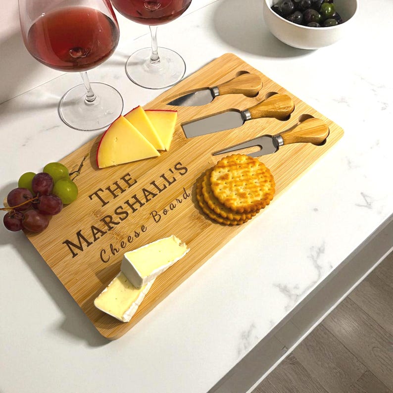 Custom Engraved Cheese Board Set | Cheese Lover Gift | Serving Platter ...