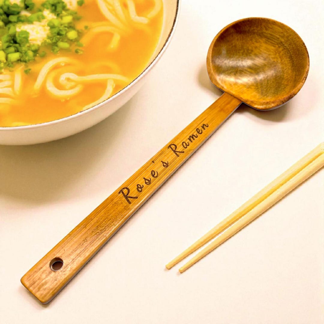 Customisable Bamboo Ramen Spoon | Japanese Soup Spoon Ladle - Etsy