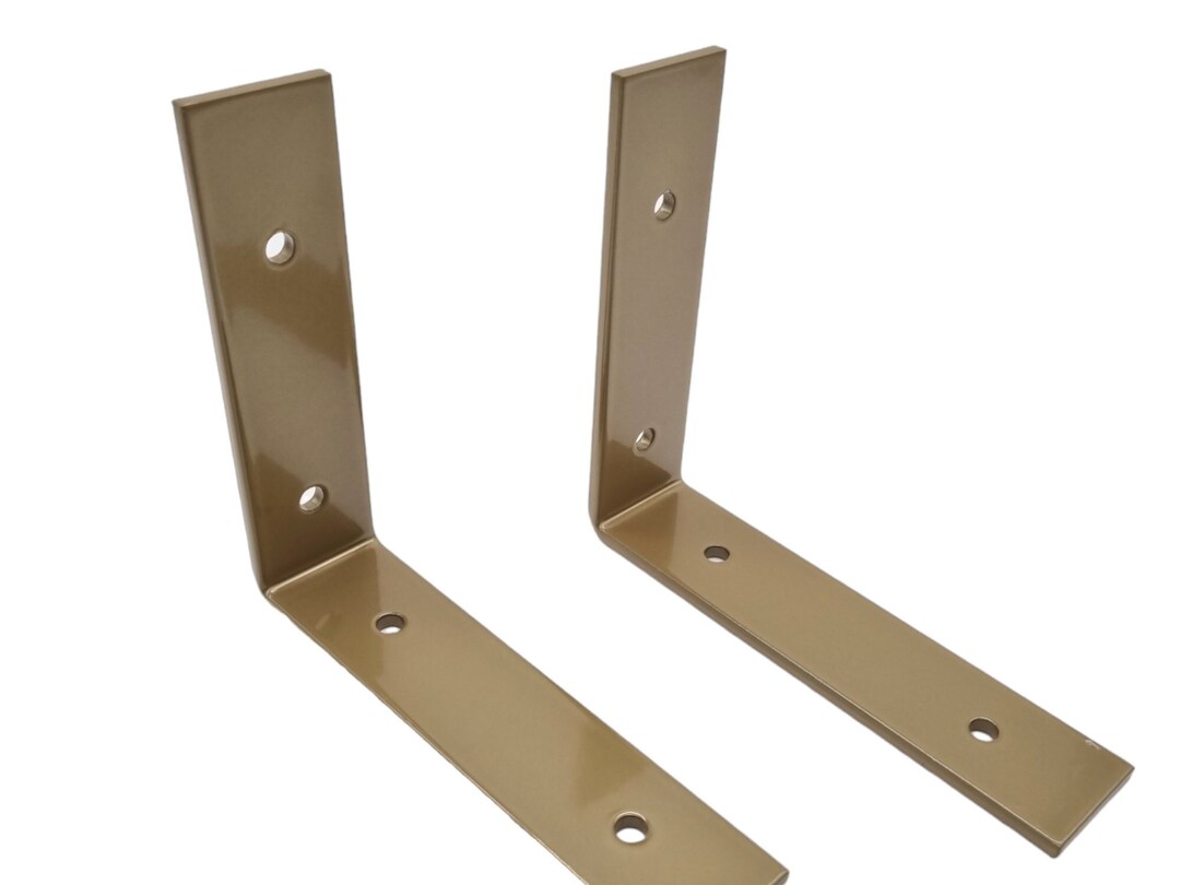 Pair of Champagne Gold Shelf Brackets - Steel Shelf Bracket Powder ...
