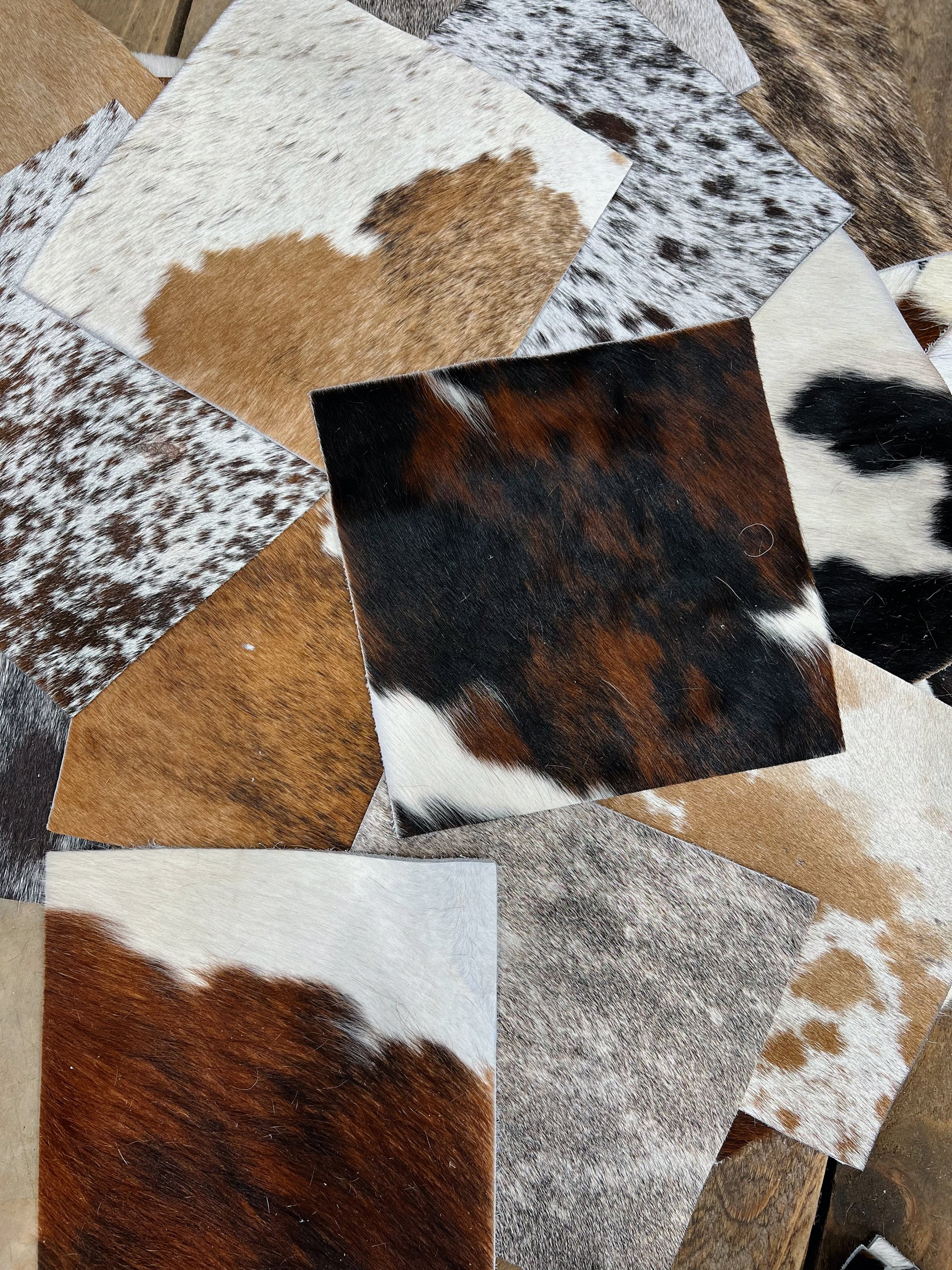 Genuine Cowhide Swatches Sold as Seen 50-piece Bulk Pack Mixed Browns ...
