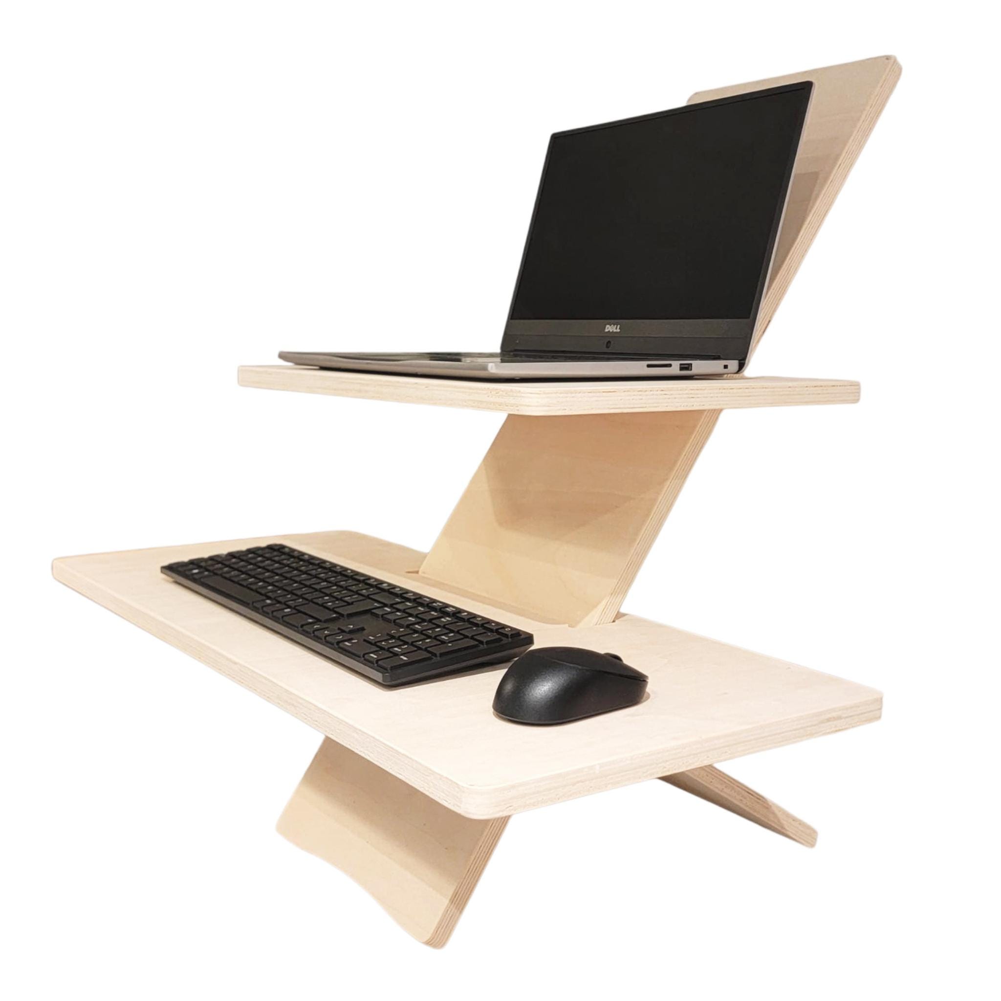 CNC Plywood Adjustable Height Standing Computer Desk Stand for Monitors ...