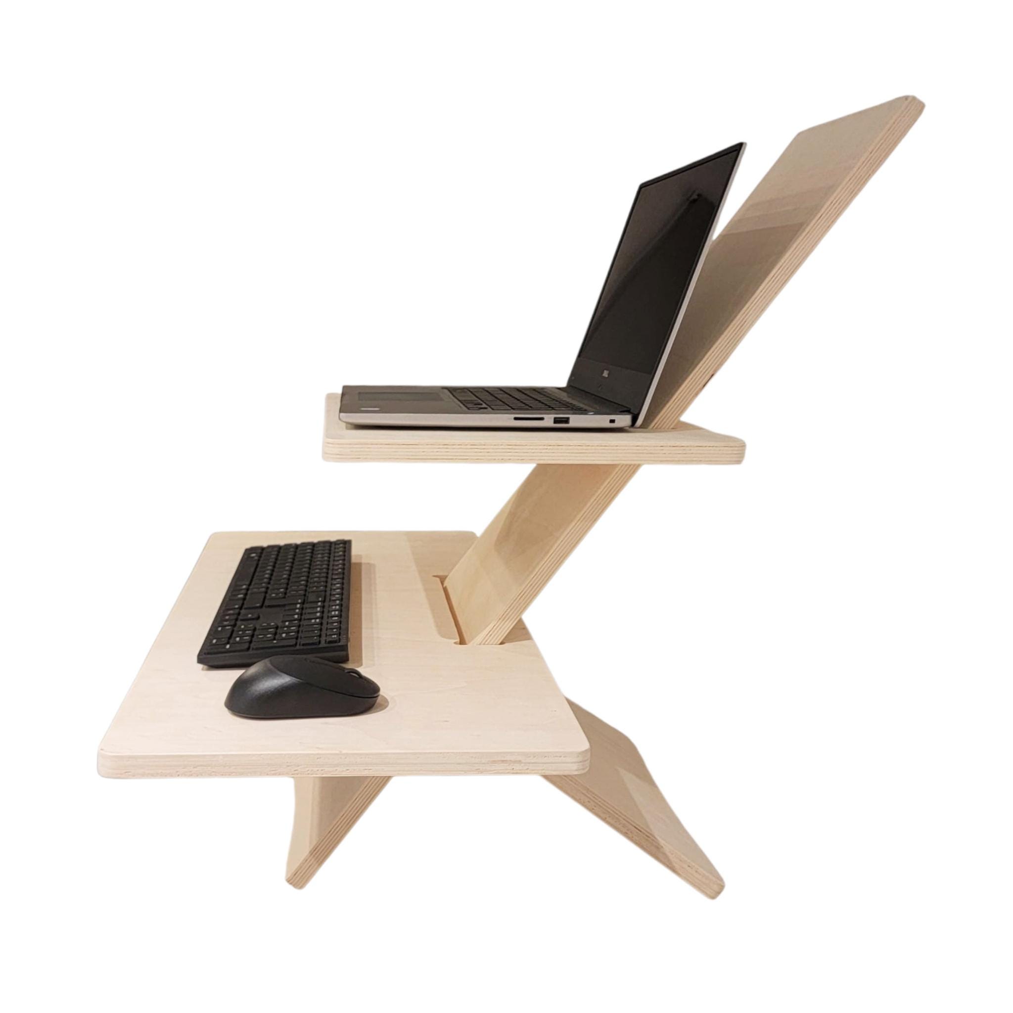 CNC Plywood Adjustable Height Standing Computer Desk Stand for Monitors ...
