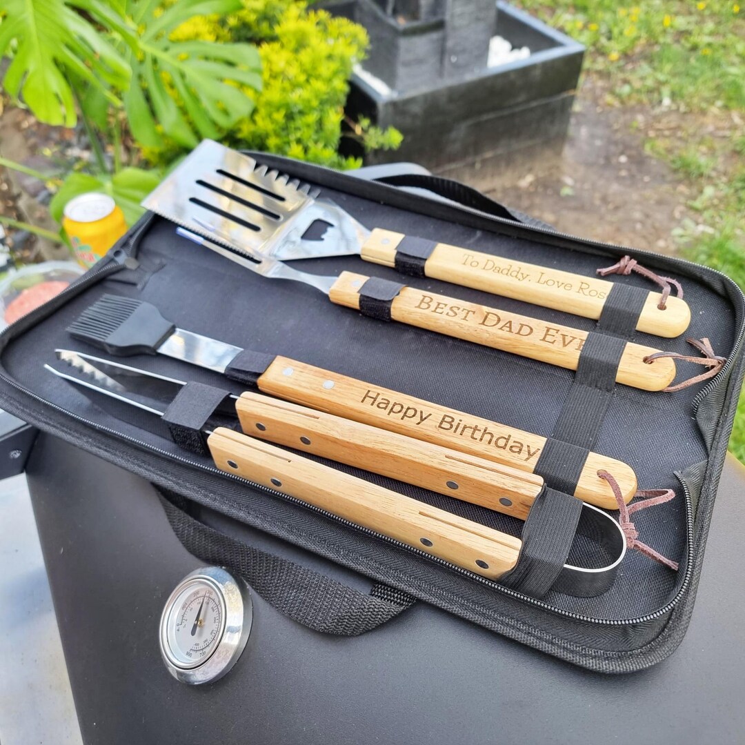 Personalised Laser Engraved Grill Tools Gift Set for BBQ Including ...