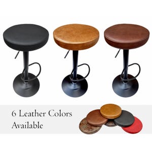 Handmade Genuine Leather Round Bar Stool / Counter Stool Replacement ...