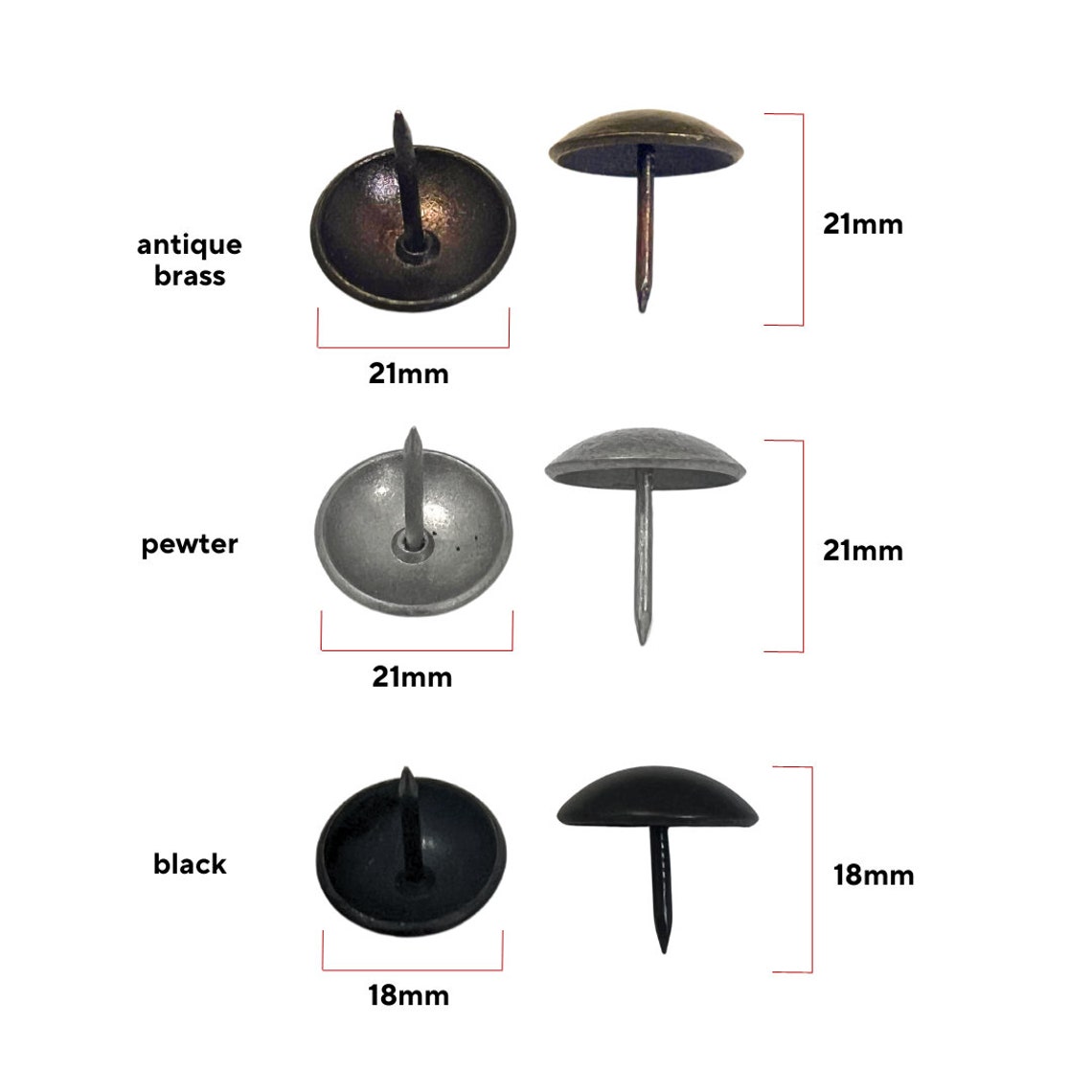 Oversized Upholstery Nail Heads | 21mm Diameter | Various Finishes ...