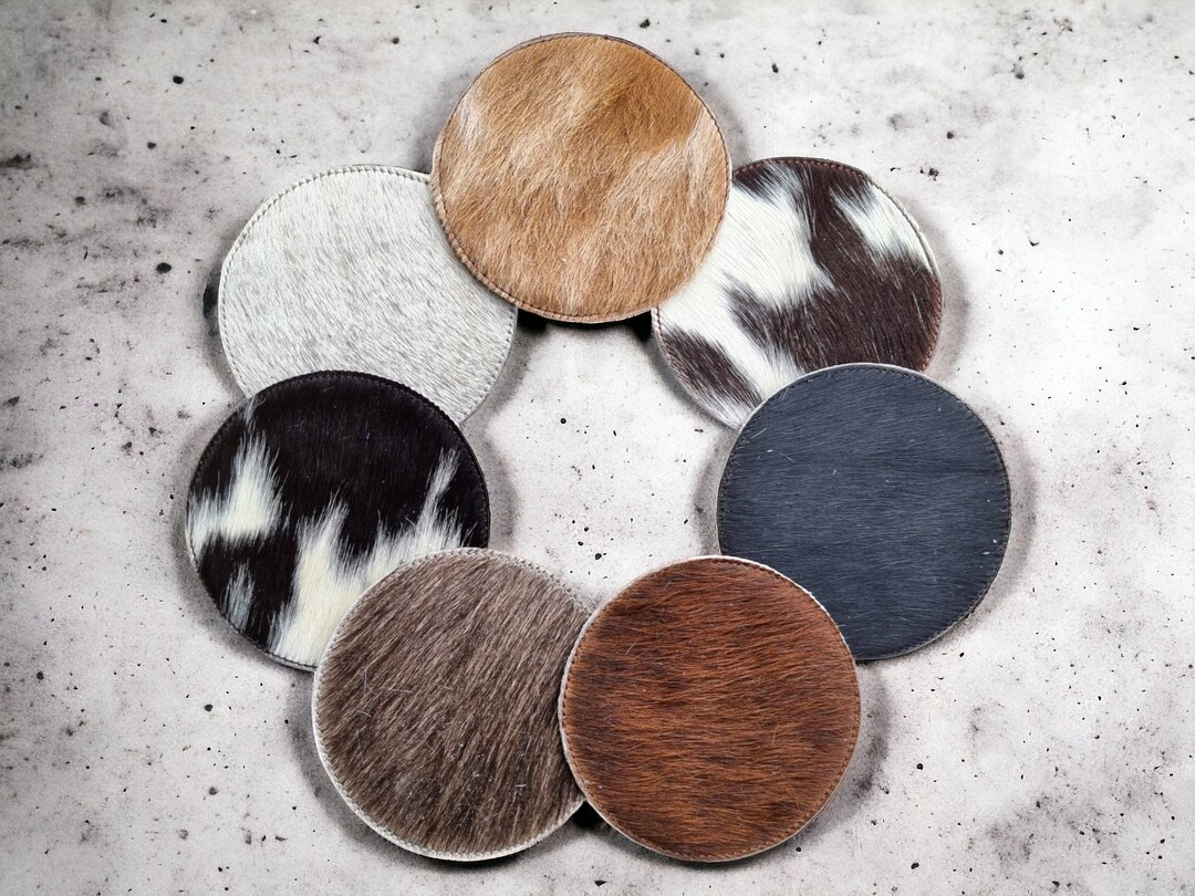 Dual Layer Cowhide Coasters - Genuine Cowhide - Priced per Coaster - 7 ...