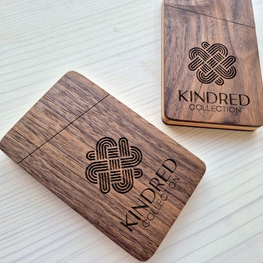 Laser Engraved Hardwood Business Card Holder - Custom Logo Gift - Etsy