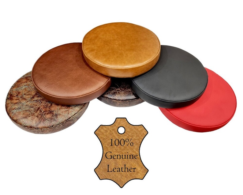 Handmade Genuine Leather Round Bar Stool / Counter Stool Replacement ...