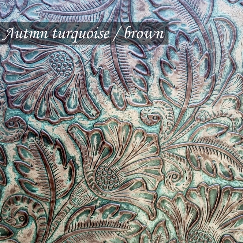 5 PIECES per Pack Genuine Floral Embossed Leather Pieces 8x8 20x20cm ...