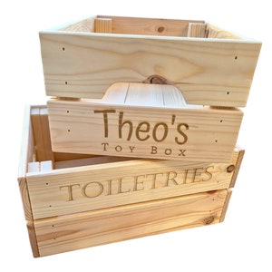 Custom Made Laser-engraved Pine Wood Storage Crates / Customised Wooden ...